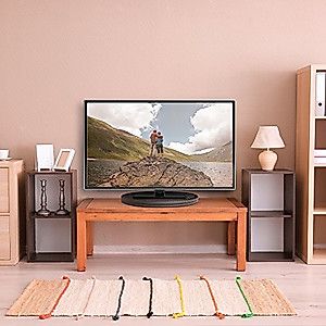 Aleratec Dual Sided Monitor/TV Swivel Stand | 360˚ Rotation Lazy Susan | Featuring Heavy Duty Carousel 250 lbs Capacity, 15.5" | Media Console, Entertainment Center for Living Room Bedroom, Black