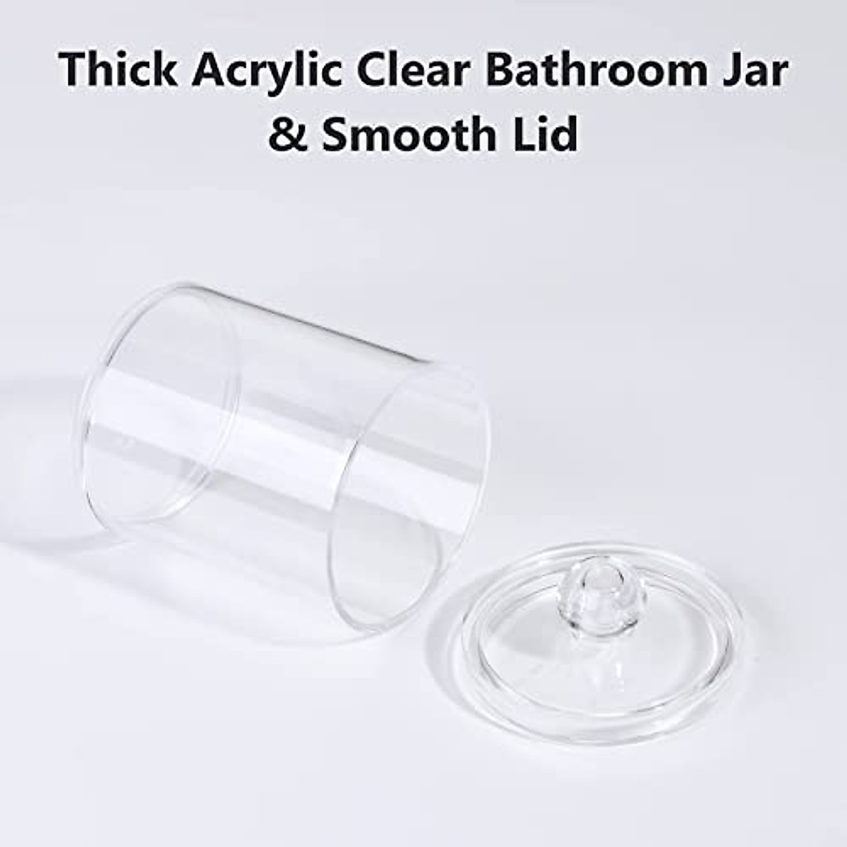 4 Pack Q Tip Holder, Apothecary Jars with Lids, 10 oz Acrylic Qtip Holder Bathroom Set, Cotton Ball Holder, Cotton Swab Holder, Cotton Round Pads Holder Qtip Dispenser Bathroom Jars