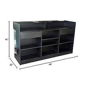 Wisdomfur Ledge top Counter with Showcase,4ft，Display Case Front, Tempered Glass, Locking Drawers & Shelves，Black