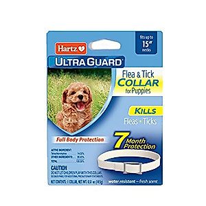 Hartz UltraGuard Flea & Tick Collar for Dogs and Puppies, 7 Month Flea and Tick Protection and Prevention Per Collar, White, Up to 15 Inch Neck