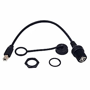 Kework 0.3 Meter USB Type B 2.0 Mount Cable, USB B Male to Female Flush Panel Mount Extension Cord for Car Truck Boat Motorcycle Dashboard, Sync Printing and Data Transferring (USB B 2.0)