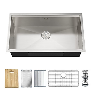 Kitchen Sinks 33x19 inch Workstation Undermount Sink Stainless Steel Sink 16 Gauge Single Bowl Kitchen Sinks with Accessories