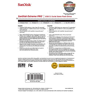 Sandisk Extreme Pro - USB Flash Drive - 128 GB - Black