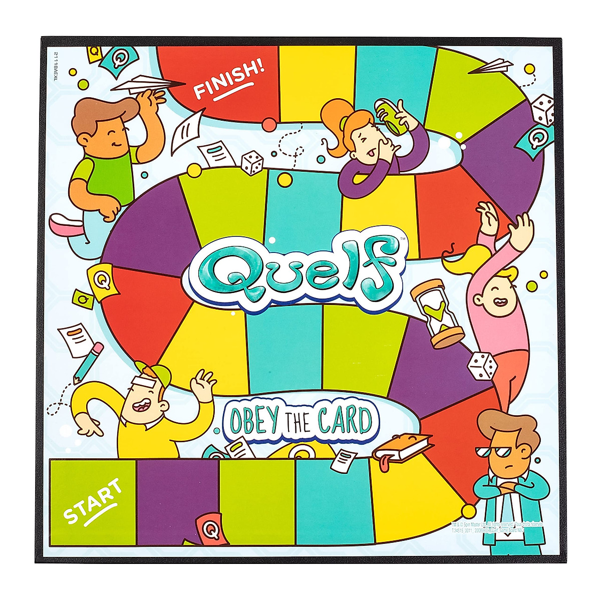 Spin Master Quelf Board Game: Party Game for Teens and Adults -Obey The Cards to Win Family Game Night - 300 Outrageous Action Cards Combines Quiz Questions, Stunts, Acting, and Hilarious Rules