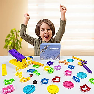 Dough Play Tools for Kids- Dough Accessories Molds Stamps Cutter Scissor Rolling Pin and Storage Box , Party Favors Set for Age 2-8