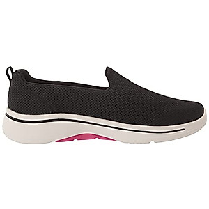 Skechers Women's Go Walk Arch Fit-Grateful Sneakers, Black/Hot Pink, 7.5