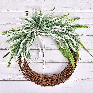 MARTINE MALL 8pcs Artificial Lavender Bouquet White Lavender Bundles Flocked Artificial Flowers Arrangements for Garden Office Wedding Bridle Home Kitchen Indoor Outdoor Decor