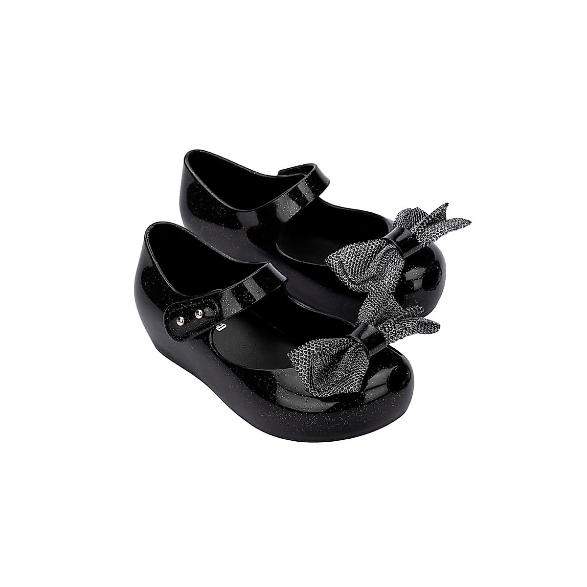 Mini Melissa Ultragirl Sweet IX Mary Jane Flats for Babies & Toddlers - Comfortable & Cute Peep Toe Jelly Flat Shoes with Clear Sparkly Upper, Pink Glitter/Beige, 9