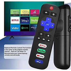 (Pack of 2) Universal Remote Replaced Control Only for Roku TV, MOBKAJUI Remote Compatible for TCL/Hisense/Onn/Sharp/Element/Westinghouse Roku Series TVs, (Not for Roku Stick and Box)