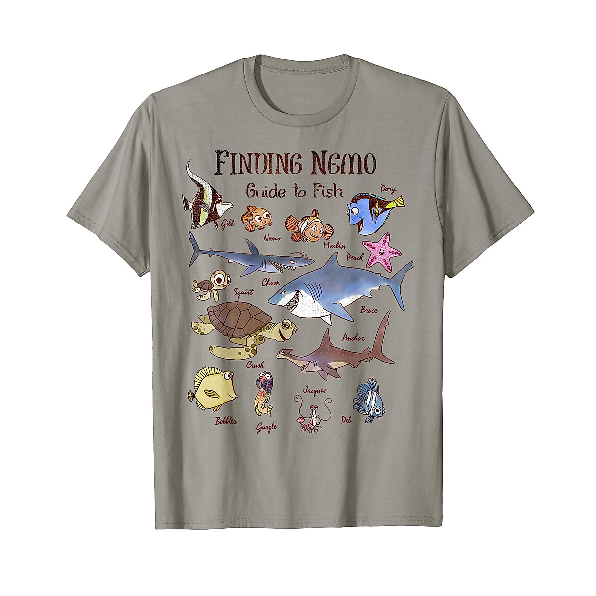 Disney Pixar Finding Nemo Guide To Fish Textbook Sketches T-Shirt