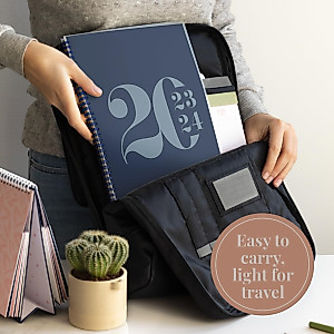 Rileys Planner 2024-2025 18-Month Academic Weekly Planner - Typographic Weekly & Monthly Agenda Planner, Flexible Cover, Notes Pages, Twin-Wire Binding (8 x 11 inch, Pink)