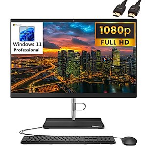 Lenovo V50a 24 AIO 23.8" FHD Business All-in-One Desktop Computer, Intel Core i3-10100T (Beat i5-8300H), 16GB DDR4 RAM, 512GB PCIe SSD, DVDRW, WiFi, Bluetooth 5.0, Keyboard and Mouse, Windows 11 Pro