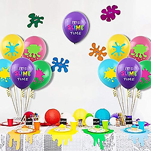 50Pcs Slime Balloons for Slime Birthday Party, It's Slime Time Party Balloons Bouquet, 12 Inch Latex Balloons for Kids Colorful Birthday Party, Baby Shower, Paint Art Themed Neon Glow Party Supplies