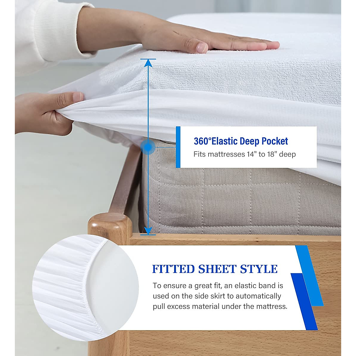 2 Pack Twin XL Mattress Protector,Mattress Cover Noiseless Waterproof Soft Breathable Cotton Terry for Pets Kids Adults 39" x 80" White