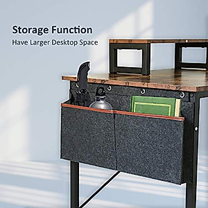 Computer Desk 39 inch Study Writing Table for Home Office-Modern Simple Work Desk with Small Removable Table,Storage Bag and 3 Hooks