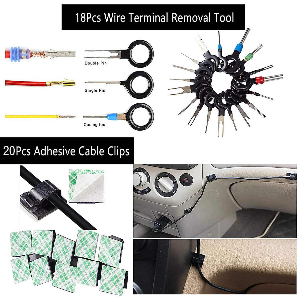 Uolor 268 Pcs Trim Removal Tool Kit, Car Pry Tool Kit Door Panel/Radio/Stereo/Terminal Removal Tool Set, Auto Clip Pliers Fastener Remover Panel Removal Tool Kit, Pry Tool Set with Storage Bag