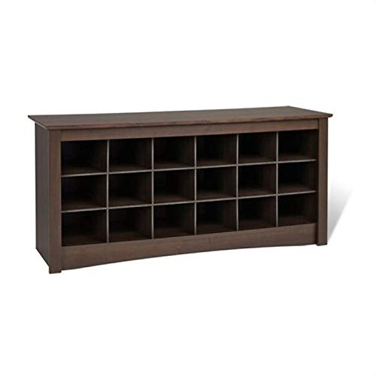 Pemberly Row 18 Cubby Shoe Storage Bench in Espresso