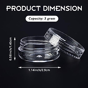 25 Count 3 Gram Sample Containers, Clear Lip Balm Containers with Lids, Small Plastic Sample Jars with 2 Mini Spoons, 25pcs Labels (Clear Lid)