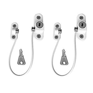 GOSONO Child Safety Locks Window Door Cable Ventilator Kid Lock Baby Security Locking Keyed Opening Restrictor For Baby Protection Prevent Children Falling Window Lock (2PC White)