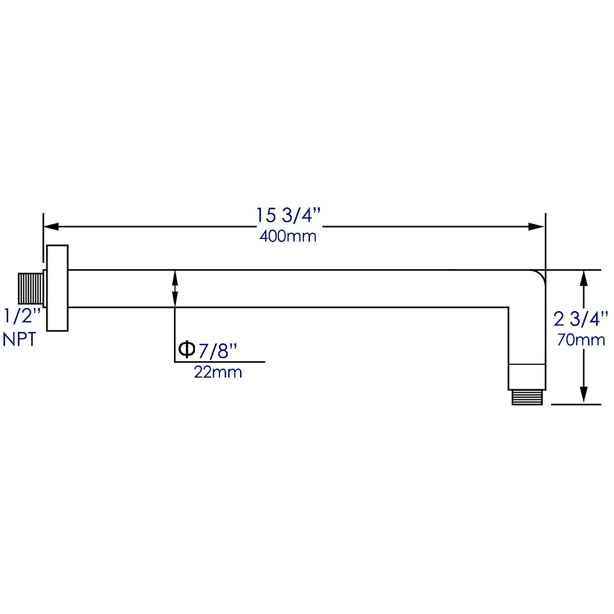 ALFI brand ABSA16R-PC Shower Arm, Polished Chrome