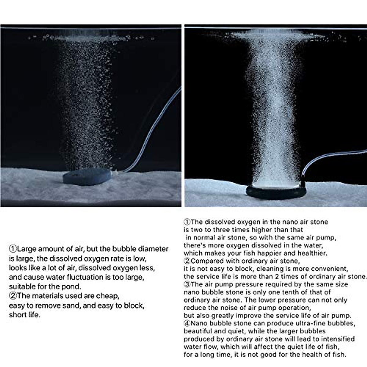 Carefree Fish Aquarium Nano Air Stone Disk Fish Tank Bubble Stone Disc 1.4/2/4/6/8 Inch