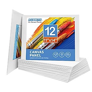 FIXSMITH Canvas Boards for Painting 11x14 Inch, Super Value 12 Pack White Blank Canvas Panels, 100% Cotton Primed, Painting Art Supplies for Professionals, Hobby Painters, Students & Kids