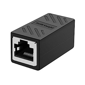 Dingsun RJ45 Coupler Female to Female Ethernet Coupler for Cat7/Cat6/Cat5/Cat5e Network Cable Extender Adapter RJ45 in Line Coupler(1pack, Black)