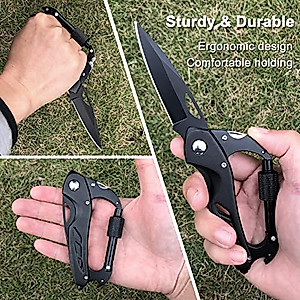 Joycube Multitool Carabiner with Folding Pocket Knife, Bottle Opener, Window Glass Breaker and Screwdriver, EDC Keychain Clip, Tactical Knives Survival Gear for Men Outdoor Camping