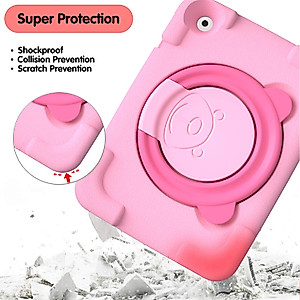 PZOZ Kids Case Compatible for Apple iPad Mini 4 5 7.9 inch, EVA Shockproof Rotate Handle Folding Stand Heavy Duty Protective Cute Boys Girls Cover for 4th Gen 5th Generation (Pink)