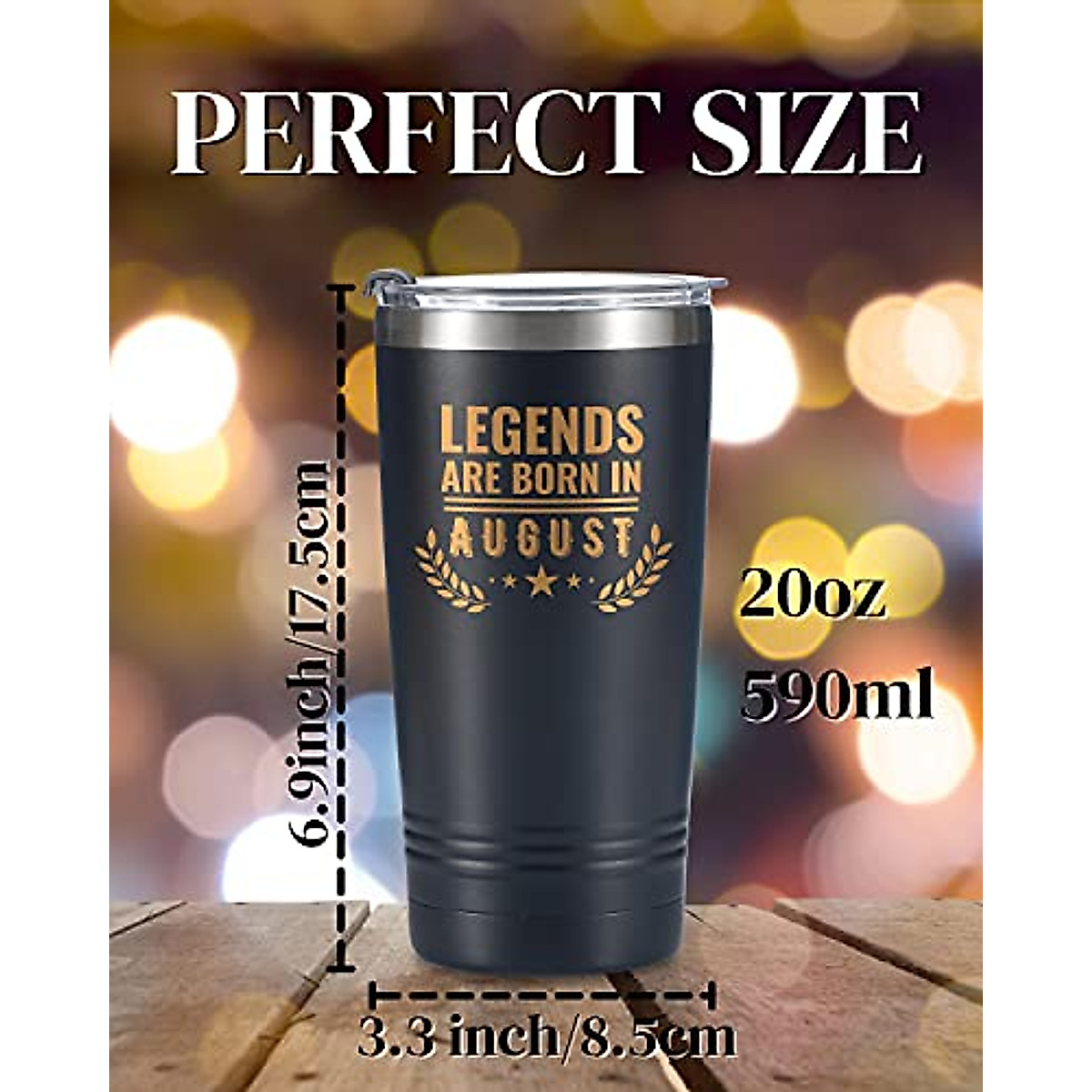 Onebttl Happy Birthday Tumbler For Men, Funny Birthday Gifts For Him, Boyfriend, Son, Husband, Dad, Son, Uncle–20 oz Stainless Steel Coffee Cup With Lid, Legends are Born in August