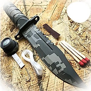 New 8.5" Military Camo Tactical Fishing Hunting Knife Survival Kit Blade w/ Sheath Camping Outdoor Pro Tactical Elite Knife BLDA-0268