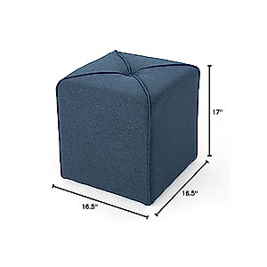 Christopher Knight Home Kenyon Fabric Square Ottoman, Navy Blue 16.5 x 16.5 inch