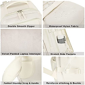 Travel Backpack for Women Men 17 Inch Laptop Backpacks with USB Port Carry on Bag Airline Approved Large College School Bookbags Waterproof Work Business Sport Rucksack Casual Daypack (White)