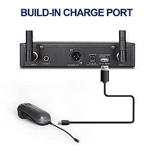 SGPRO Saxophone Wireless Microphone Professional Gooseneck Clip-on Mic with Preset EQ & ECHOs, 262 Ft Transmission and Rechargeable Transmitter, for Soprano, Tenor, Alto, and Baritone Saxophone