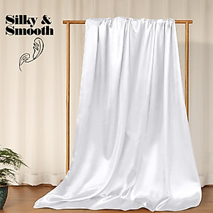 DLCFLF White Satin Fabric by The Yard, 2 Yards Charmeuse Satin Fabric 60 Inch Wide, Silky Satin Fabric for Bridal, Wedding, DIY Crafts, Sewing, Costumes, Shiny Cloth Fabric