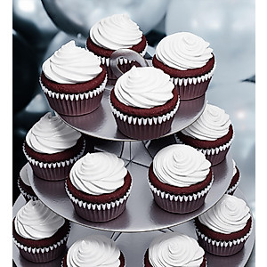 2 Set Cupcake Stand Tower 3 Tier, AUSOLEIL Black Tiered Cardboard Cupcake Display Stand, Round Stand Cupcake Dessert Holder Stand for Parties (Black)