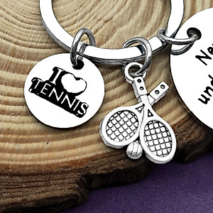 Vadaka Tennis Lover Jewelry Gift Tennis Gift Keychain for Girls Teens Tennis Girl Jewelry Tennis Player Gift Inspirational Gift for Tennis Girl Christmas Birthday Graduation Gift