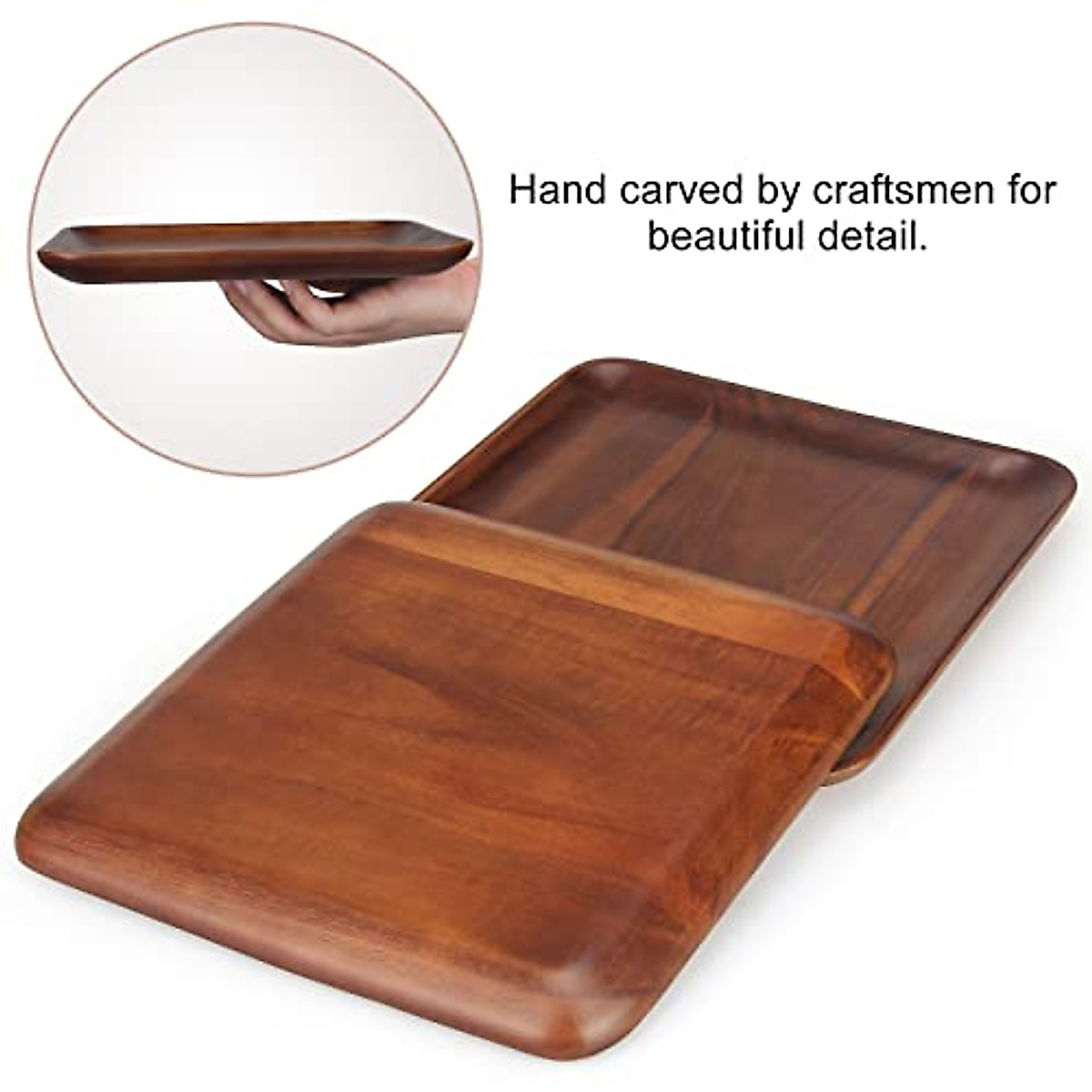 10 Inch Best Square Acacia Wood Dinner Plates Set of 2 Decorative Wooden Serving Platter for Food Fruit Tray Appetizer Dessert Salad Plates Charger Plates Charcuterie Boards
