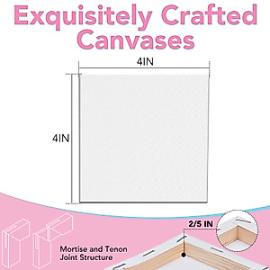 ESRICH Mini Canvases for Painting 4x4 Canvas Value Pack for 48PCS, 2/5In Thickness Small Canvas, Blank Canvas Bulk are Great for School Projects,Kids Birthday Party and Wall Decoration., white