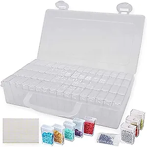 RZJZGZ 64 Grid Diamond Embroidery Box Jewelry Drill Storage Boxes Clear Plastic Diamond Painting Accessories Boxes for DIY Craft