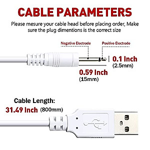 UDATON 2 Pack DC Charging Cable, USB DC 2.5 mm Fast Charger Cord Adapter Replacement Cable