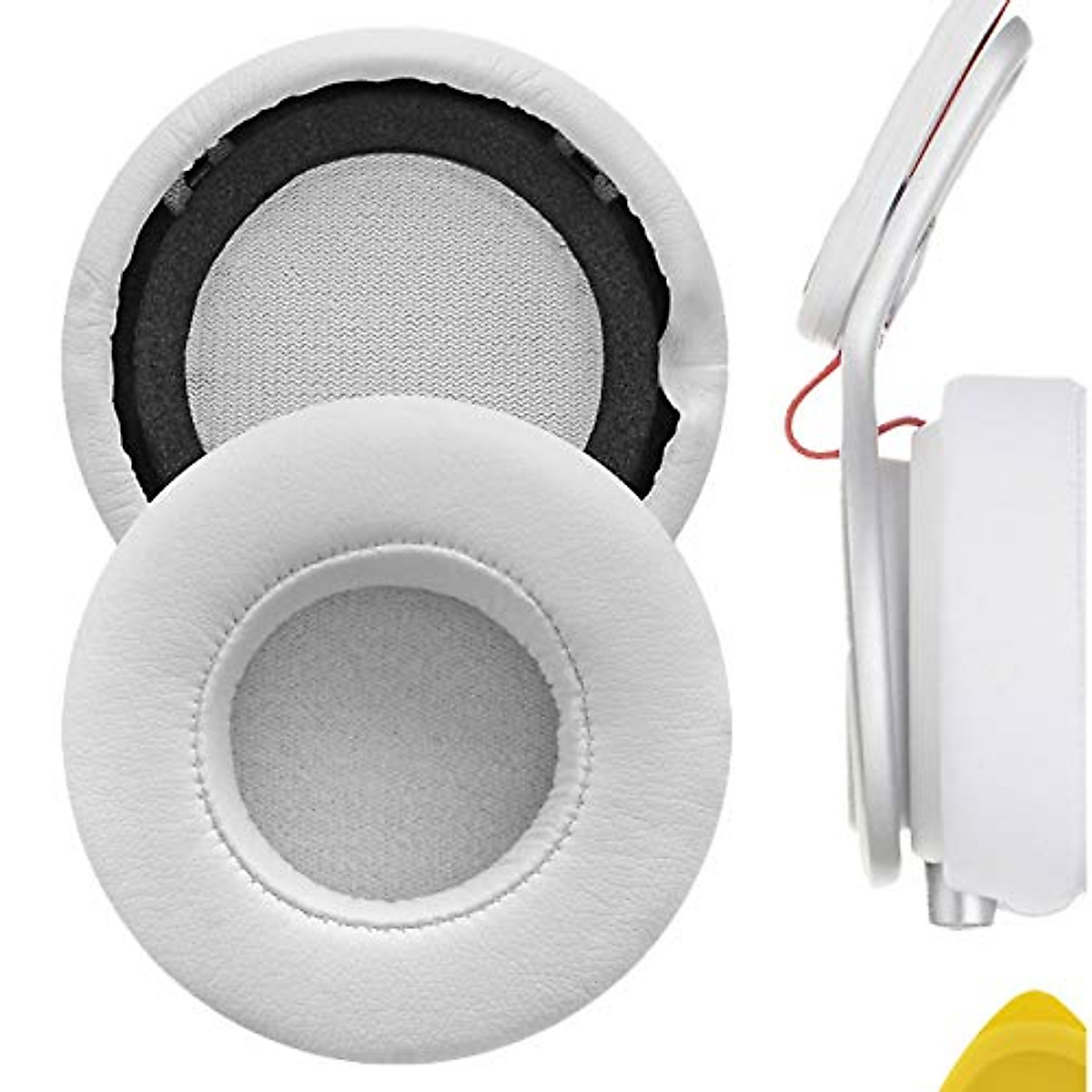 Geekria QuickFit Replacement Ear Pads for Monster Beats MIXR Headphones Earpads, Headset Ear Cushion Repair Parts (White)