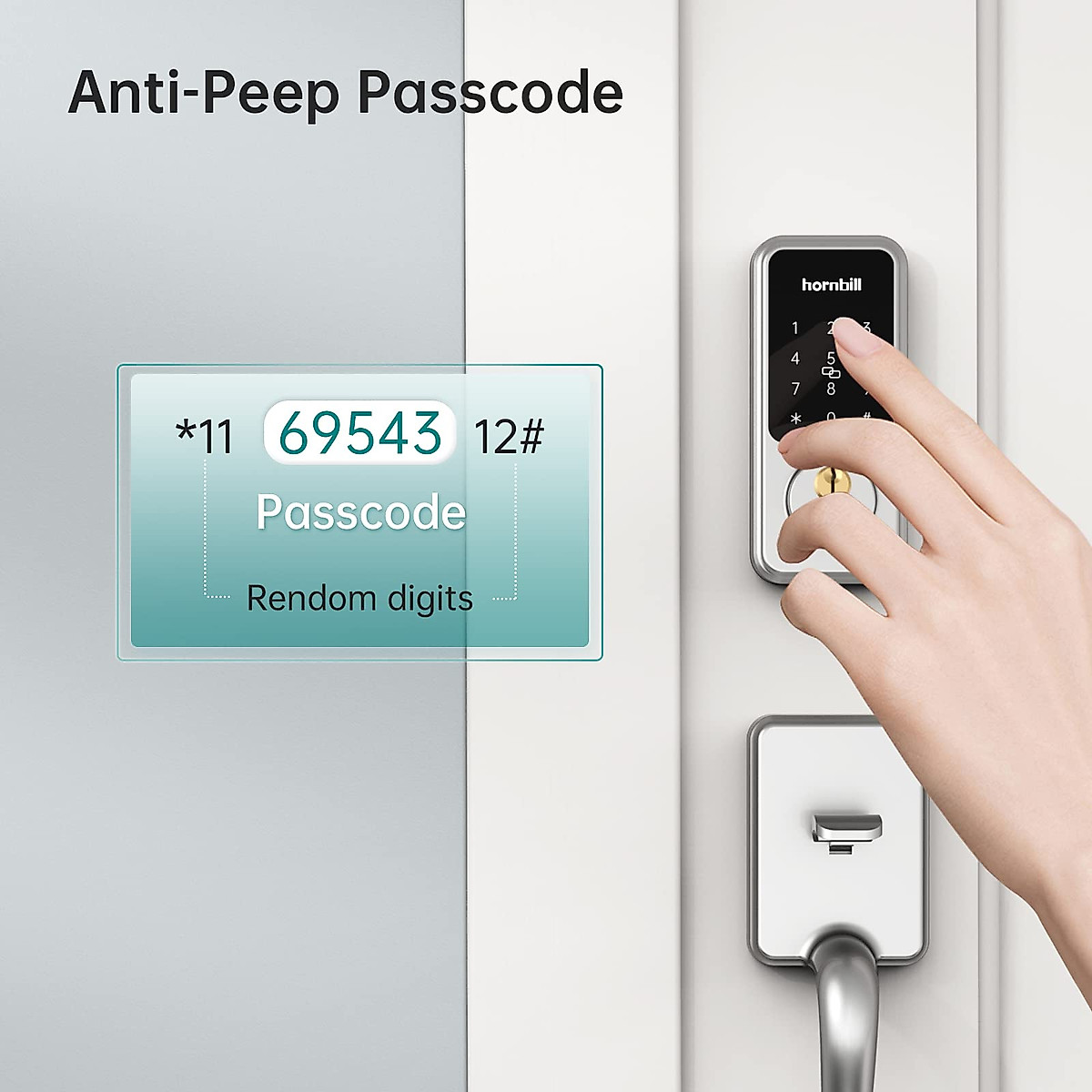 Smart Deadbolt Keyless Keypad Lock: Hornbill Smart Locks for Front Door, Digital Electronic Door Lock, Bluetooth Code Door Locks for Front Door