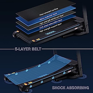 HUAGEED Treadmill for Home with 15% Auto Incline, 0.5-10 MPH Speed, Foldable Treadmills with APP, Speaker, 18" Wide Belt, 15 Programs, Smart Running Machine for Apartment Walking and Jogging, 2.5HP