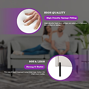 TYBOATLE Modern Living Room Furniture Sectional Sofa Sets 2 Pieces, Mid-Century Loveseat Couch and Comfy Accent Arm Chairs for Small Space, Apartment, Office (Cream Beige)