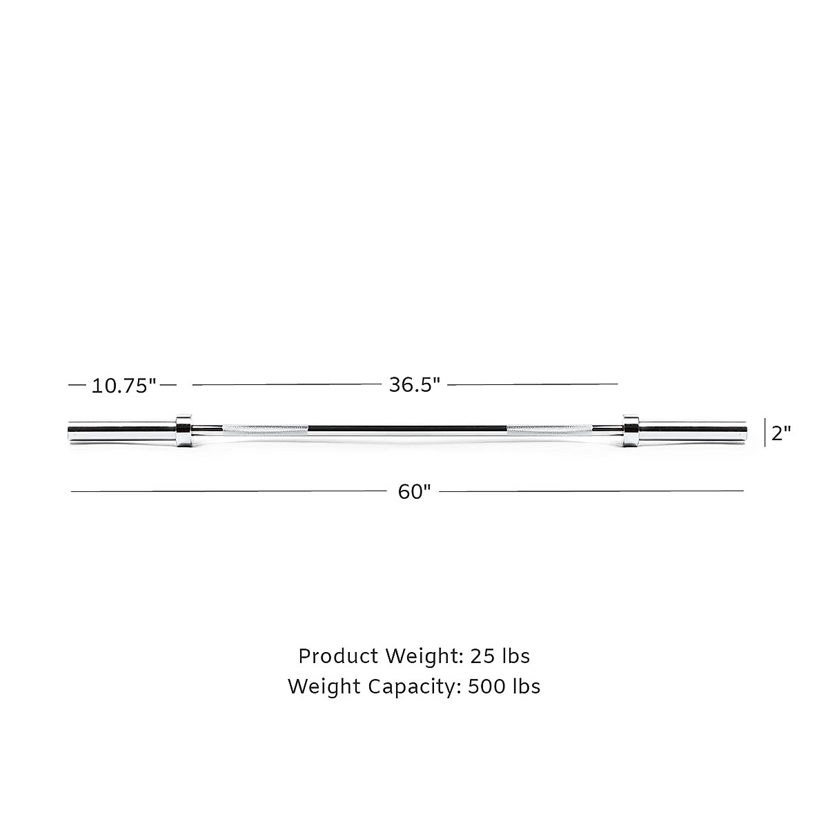 Titan Fitness Olympic Bar 60-in. Chrome Non Rackable Heavy Duty