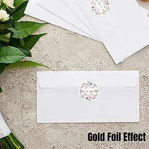 Mobiusea Creation Floral Party You're Invited Envelope Seal Stickers | 1.4 inch | Gold Foil | 54pcs Waterproof Invitation Stickers for Wedding, Bridal Shower, Birthday, Boho Girl Baby Shower