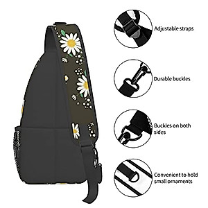 MANQINF Daisy Flower Sling Bag Crossbody Sling Backpack for Women Men Travel Hiking Daypack Chest Shoulder Bag