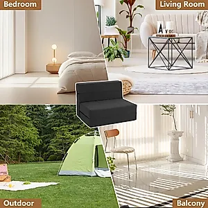 VINYUSE Folding Sofa Bed,Convertible Sleeper Chair Floor Couch,7 inch High Resilience Memory Foam, Futon Sofa Sleeper Chair with Washable Cover for Living Room/Bedroom 76" x 40" x 7", Dark Grey