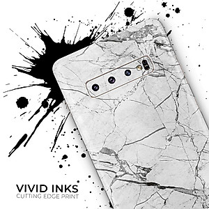 DesignSkinz Cracked White Marble Slate Protective Vinyl Decal Wrap Skin Cover Compatible with The Samsung Galaxy S20 (Screen Trim & Back Glass Skin)